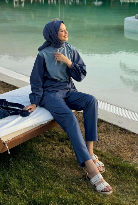 Garnili Yüzme Takımı Kot Mavi - HE - QA