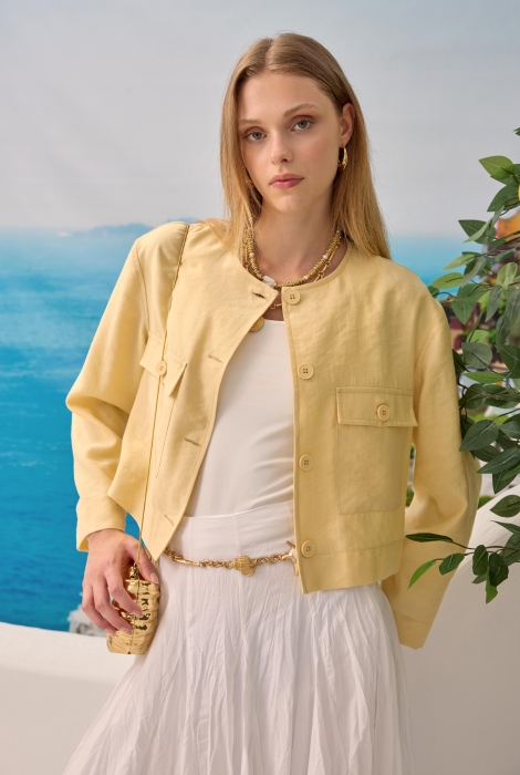 Modal Crop Jacket Soft Yellow - HE-QA